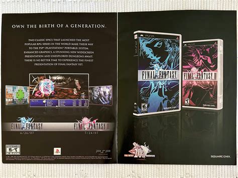 Final Fantasy 20th Anniversary Psp Original Vintage Advertisement