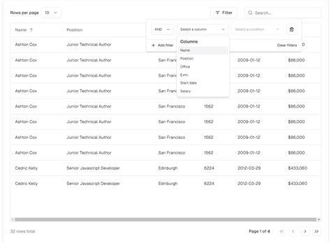 search builder improvements and react integration — datatables forums
