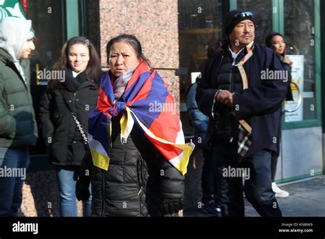 New York City New York Usa 10th Dec 2017 A Large March By Tibetans