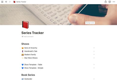 Notion Template Series Tracker Etsy