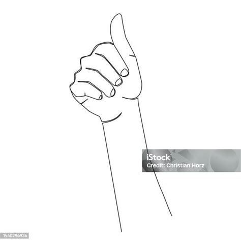 親指を立てるジェスチャーの連続した単一線の描画 1人のベクターアート素材や画像を多数ご用意 1人 Okサイン いたずら書き