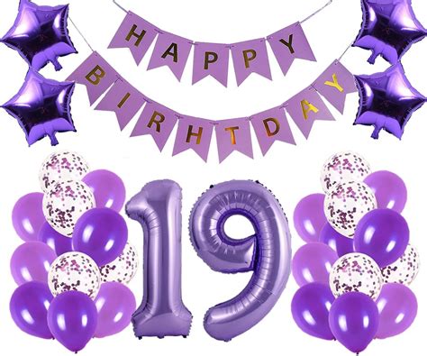 Purple 19th Birthday Party Decorations Kit Happy Nepal Ubuy