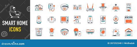 Set Of Smart Home Icons Collection Stock Vector Illustration Of