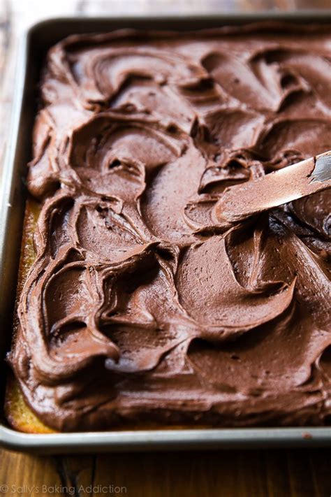 Yellow Sheet Cake With Chocolate Fudge Frosting Sallys Baking Addiction
