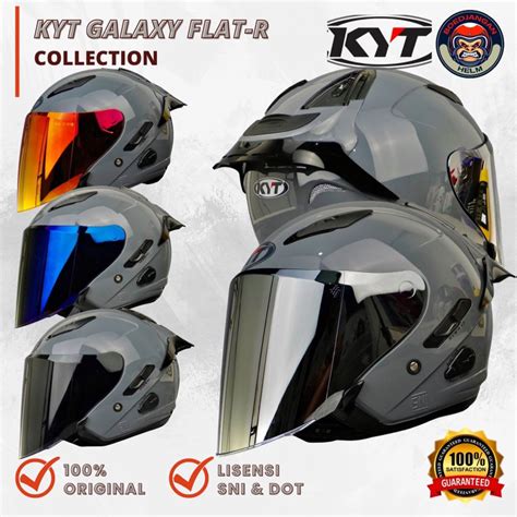Jual KYT HELM GALAXY FLAT R SOLID GORILLA GREY GLOSSY FLAT VISOR IRIDIUM SPOILER D