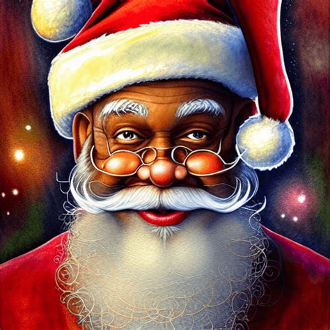 Adorable Brown Skin Muted Santa Claus Portrait · Creative Fabrica