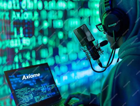 Premium Photo Young Hacker In Hoodie And Headphones With Laptop And