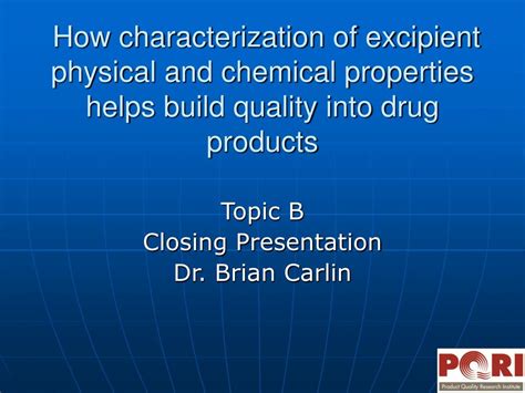 Ppt How Characterization Of Excipient Physical And Chemical