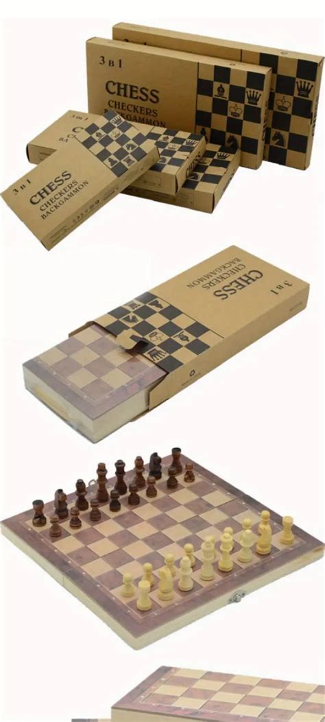Three In One Solid Wood High Grade Chess Wooden Chess Foldable