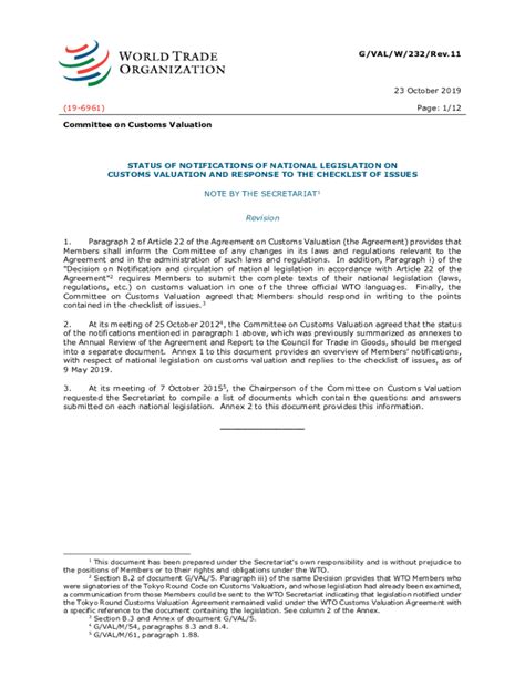 Fillable Online Customs Valuation Is A Customs Procedure Applied To Fax Email Print Pdffiller