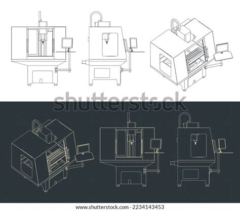 Stylized Vector Illustration Blueprints Cnc Turning Stock Vector Royalty Free