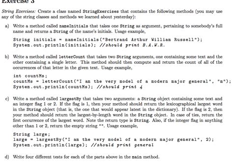 Solved String Exercises Create A Class Named Chegg Com