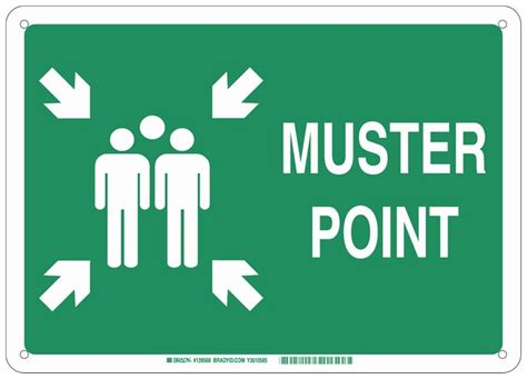 Brady Aluminum Emergency Sign Muster Point Pictogramfacility Safety