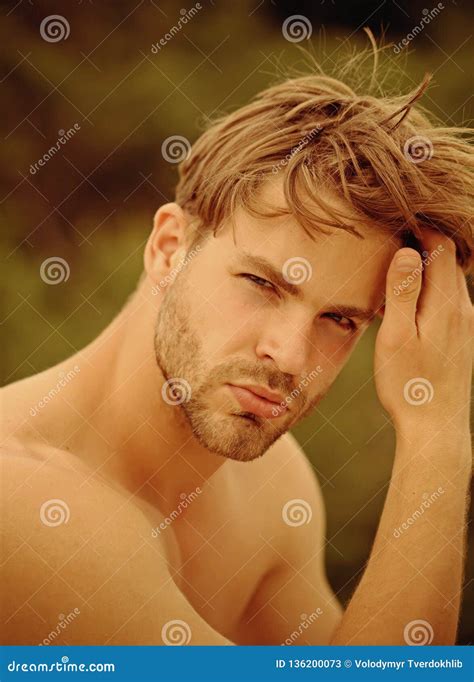 Naked Chest Sports Men With A Gold Chain And An Orthodox Cross Around