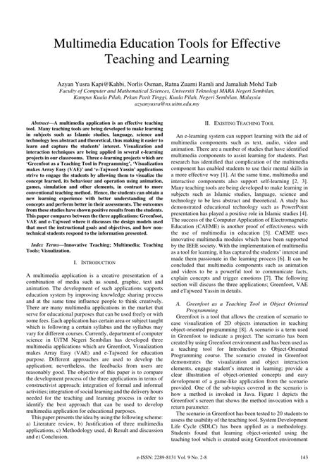 Pdf Multimedia Education Tools For Effective Teaching And Learning
