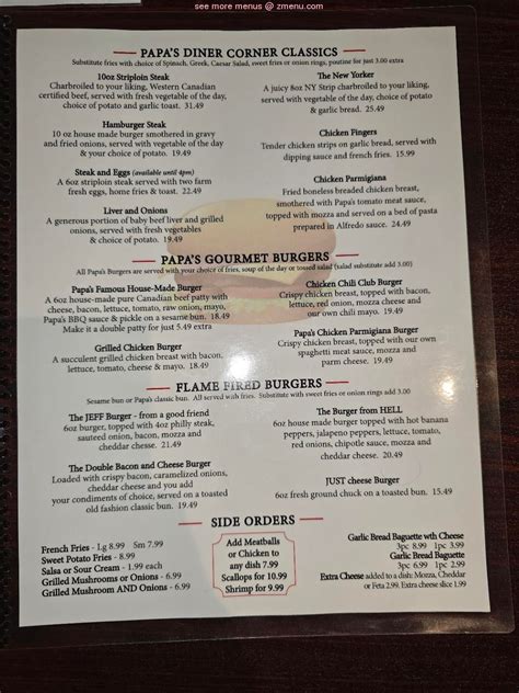 Online Menu Of Papas Pub And Eatery Restaurant Port Hawkesbury Nova