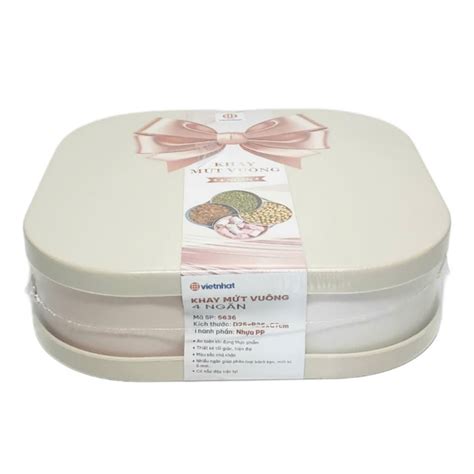 Khay mứt vuông 4 ngăn nhựa VIỆT NHẬT 5636 Đựng bánh kẹo Tết trang