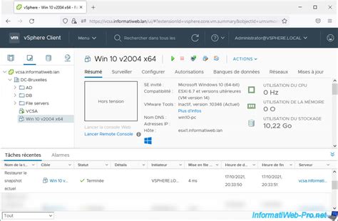 Create Snapshots Of A Vmware Vsphere 6 7 Virtual Machine Vm To Quickly Restore Its State
