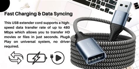 Joyroom Usb Extension Cable M Nylon Braided Type A Male To A Female Data Transfer Extender