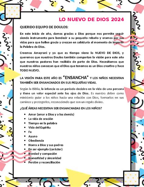 2 LO Nuevo DE DIOS 2024 Ensancha LO NUEVO DE DIOS 2024 QUERIDO