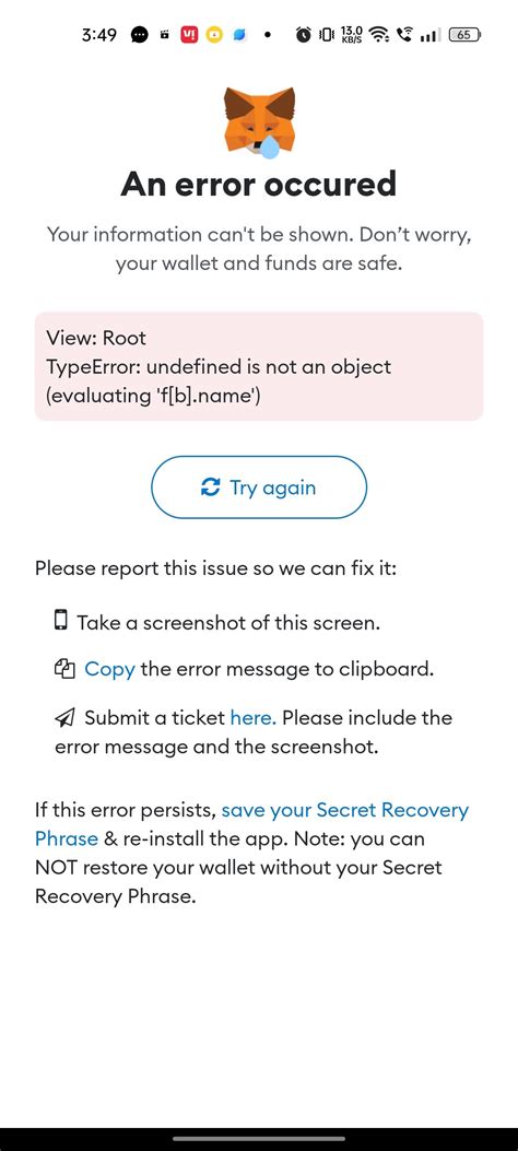 view root typeerror undefined is not an object evaluating f[b] name i nfts metamask
