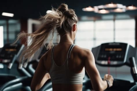 Premium Photo Girl Athlete On A Treadmill In The Gym Sport Activity