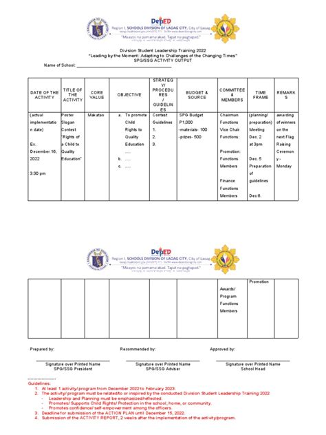 Leadership Training 2022 Output Template Pdf