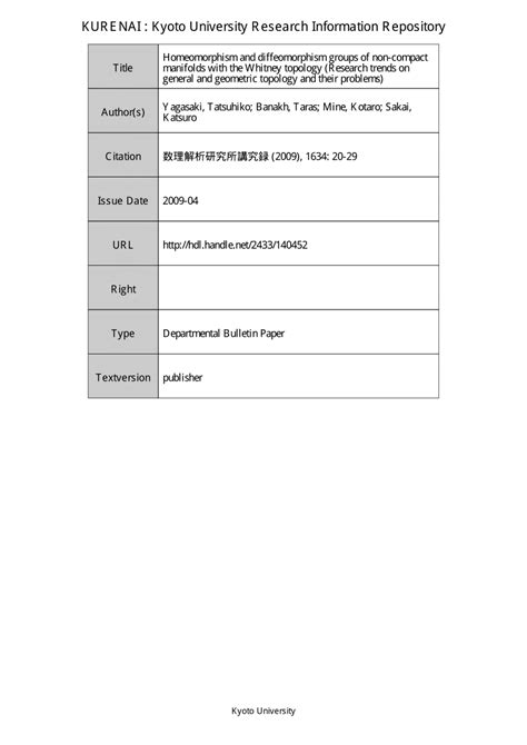 PDF Homeomorphism And Diffeomorphism Groups Of Non Compact Manifolds With The Whitney Topology
