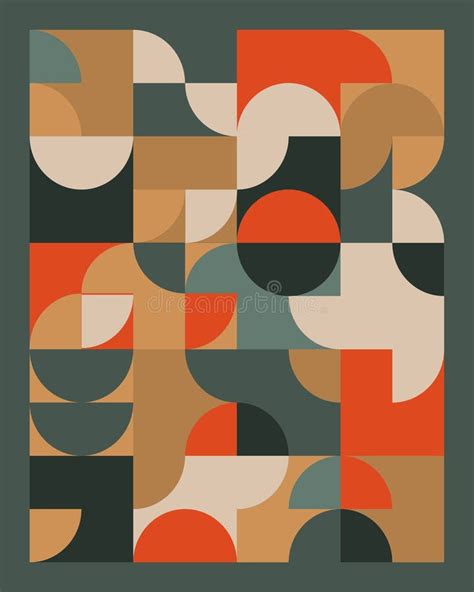 Abstract Geometric Mural Colorful Background In Bauhaus Style Pattern