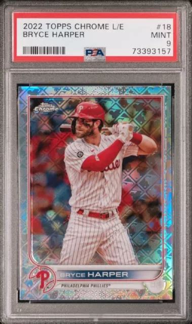2022 Topps Chrome Bryce Harper 18 édition Logofractor Psa 9 Comme Neuf