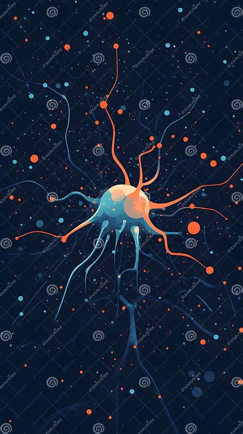 Colorful Neuron Illustration With Abstract Connections On Black Background Stock Illustration
