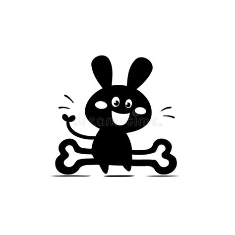 Stylized Vector Illustration Depicting A Cartoon Rabbit Above A Bone Graphic Stock Vector