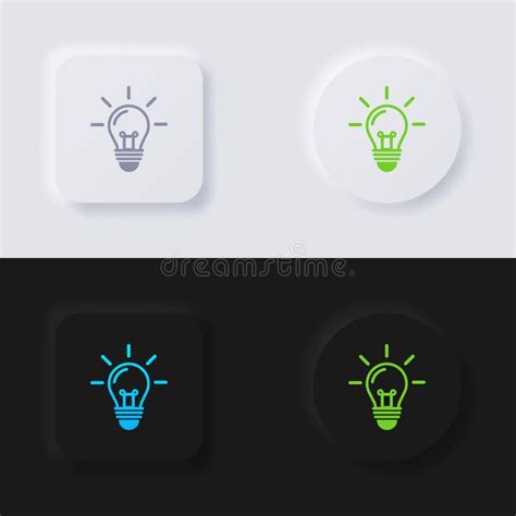 Lightbulb Icon Set Multicolor Neumorphism Button Soft UI Design Stock Vector Illustration Of