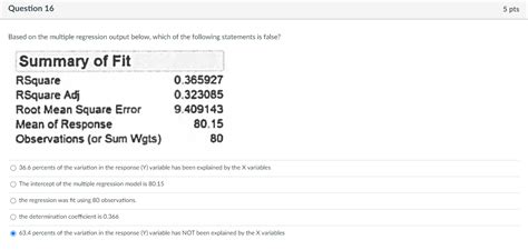 Solved Question Pts Based On The Multiple Regression Chegg