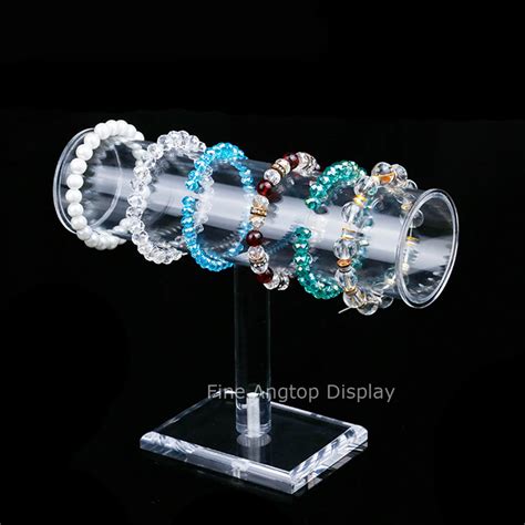 Acrylic Round T Bar Jewelry Display Stand Bracelet Stand Holder