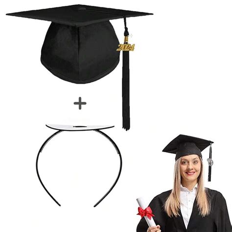 Graduation Cap And Graduation Cap Headband With 2024 Fringe Bachelor