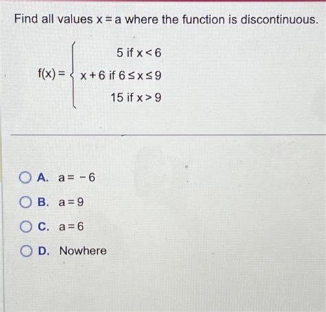 Solved Find All Values Xa Where The Function Is Solved Find All Values Xa Where The Function Is