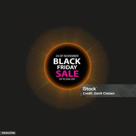 검은 금요일 판매 및 총 솔 라 이클립스 포스터 또는 배너 빛나는 화려한 원 추상 검은색에 붉은 빛 효과 쇼핑에 대 한 디자인 서식 파일 0명에 대한 스톡 벡터 아트 및