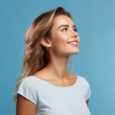 Premium Photo Profile Side View Portrait Of Attractive Cheerful Girl