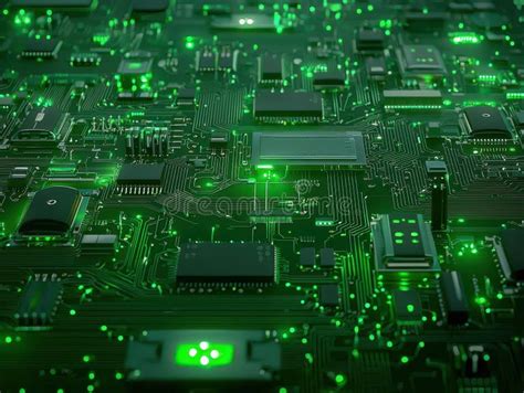 Intricate Closeup Of Computer Circuit Board Exploring The Complex World Of Electronics Stock