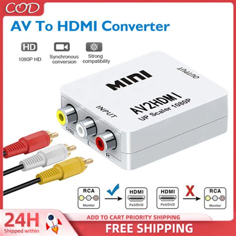 Rca Av To Hdmi Converter 1080p Av2hdmi Adapter For Dvd Projector Stb