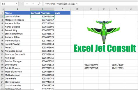 How To Generate Random Contact Numbers And Dates Using Randbetween Function Data Analytics