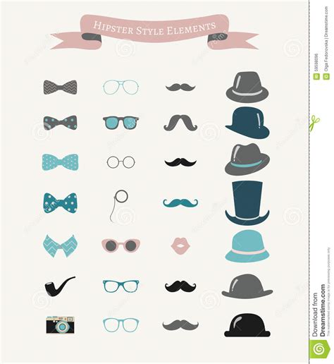 Vector Colorful Fashion Hipster Retro Vintage Icon Stock Vector