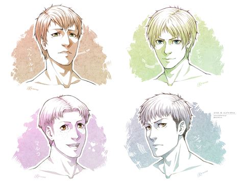 Eren Yeager Bertolt Hoover Jean Kirchstein And Marco Bodt Shingeki