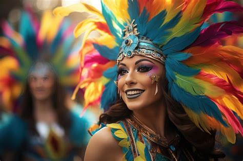 Premium Photo Beautiful Brazilian Woman Dressed In Carnival Clothes