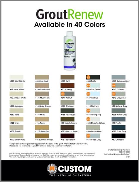 Polyblend Grout Renew 40 Color Options For Sealing And Staining
