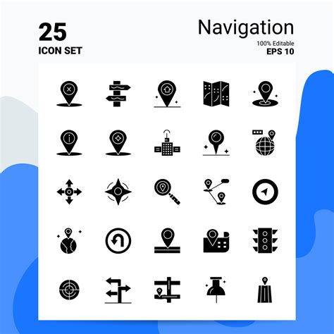 25 Navigation Icon Set 100 Editable Eps 10 Files Business Logo Concept