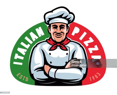 Simbol Pizza Koki Lencana Makanan Italia Label Lambang Untuk Desain