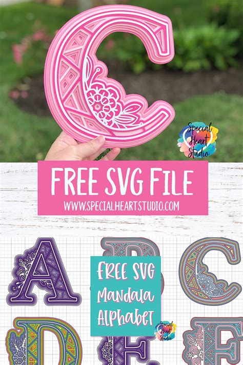 Craft Supplies Tools Scrapbooking Letter M D Mandala Svg Layered