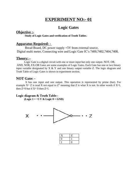Ex02 Logic Gates Pdf Logic Gate Electrical Engineering